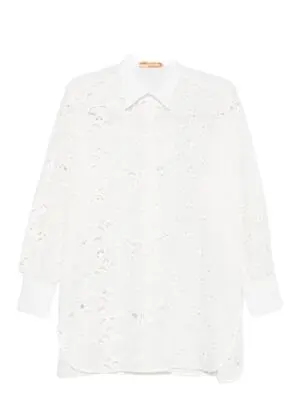 ERMANO SCERVINO White Cotton Broderie Anglaise Shirt - Multicolor