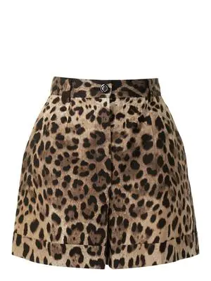 Dolce & Gabbana High-waisted Leopard Print Cotton Shorts - Multicolor