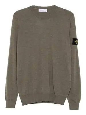 Stone Island Wool Crewneck Sweater With Logo Patch - Multicolor