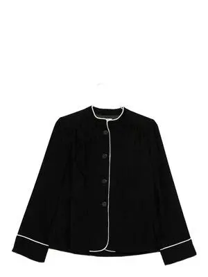 FORTE_FORTE Black Velvet Corduroy Jacket With Piped Trim - Multicolor