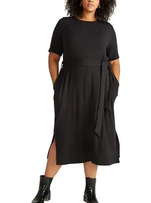 Universal Standard Travelknit Belted Midi Dress - Black