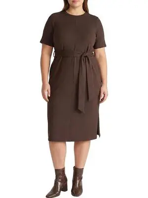 Universal Standard Universal Standard TravelKnit Belted Midi Dress Chocolate