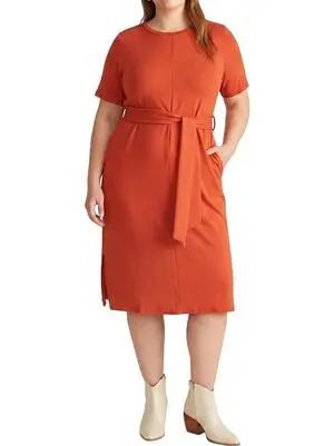 Universal Standard Travelknit Belted Midi Dress - Rooibos Tea