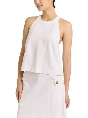 CARTOLINA Brant Apron Linen Top - Bright White