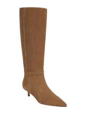 Veronica Beard Lisa 45 Tall Suede Boots - Chestnut Suede