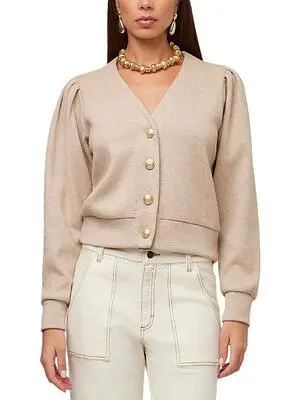 Fifteen Twenty Madeline Pleated Shoulder Cardigan - Light Tan