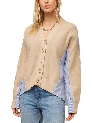 Fifteen Twenty Celine Mixed Media Cardigan - Oat