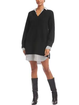 Fifteen Twenty Mixed Media Sweater Dress - Black