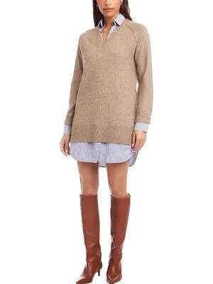 Fifteen Twenty Mixed Media Sweater Dress - Wheat