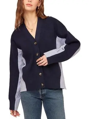 Fifteen Twenty Celine Mixed Media Cardigan - Navy