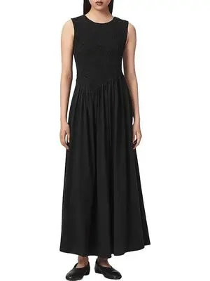 ALLSAINTS Luna Crinkle Maxi Dress - Black