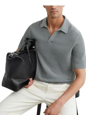 REISS Leon Basket Stitch Polo Shirt - Sage