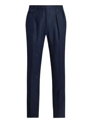 Ralph Lauren Pleated Linen Trousers - Navy