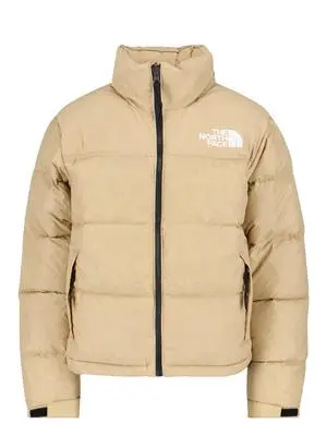 The North Face THE NORTH FACE Quilted High-Neck Puffer Jacket With Zip-Up Front Beige