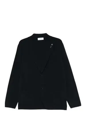 LARDINI Button-fastening Flower Clip Tailored Jacket With Notched Lapels And Pockets - Navy