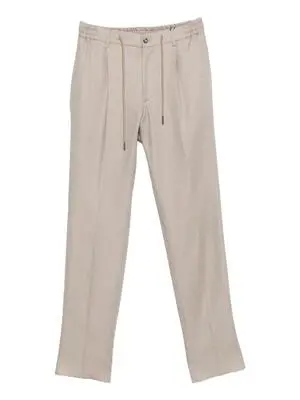Tagliatore Linen Drawstring Shorts With Button Fastening - Grey