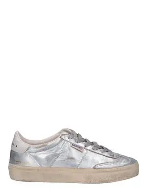GOLDEN GOOSE Goat & Cow Leather Lace-up Sneakers - Silver