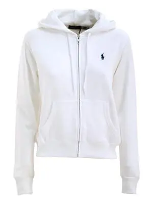 Ralph Lauren Zip-up Hoodie With Embroidered Logo - White