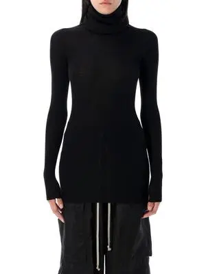 Rick Owens Ribbed Knit Turtleneck Top - Nero