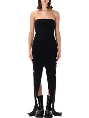 Rick Owens Strapless Bodycon Maxi Dress With Front Seam Detail - Nero