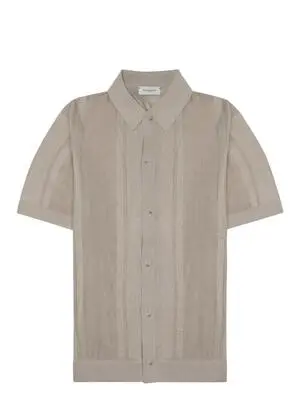 PAOLO PECORA MILANO Paolo Pecora Milano Men's Short-Sleeve Knit Button-Up Shirt