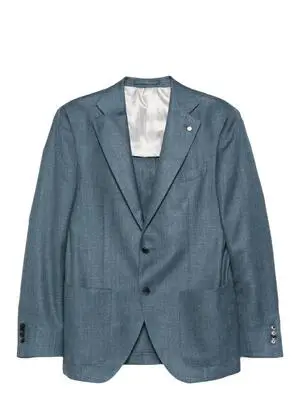LUIGI BIANCHI Single-breasted Welt Pocket Jacket - Navy