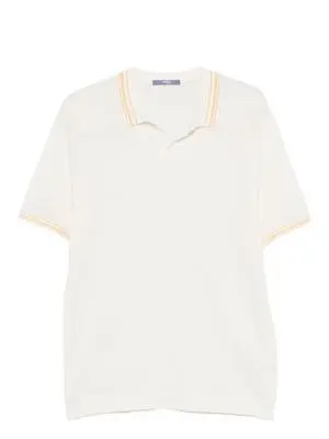 PEOPLE OF SHIBUYA Mini Sweater With Striped Collar And Cuffs - Ivory