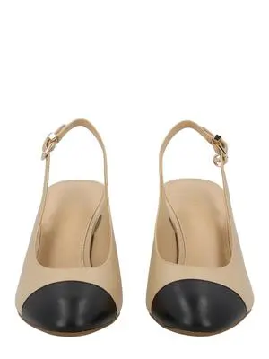 Michael Kors Piper Leather Slingback Pumps - Beige