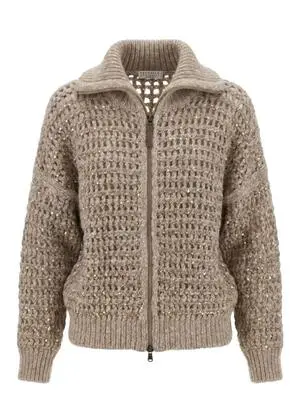 Brunello Cucinelli Wool And Cashmere Knit Cardigan With Sequin Embellishment - Multicolor