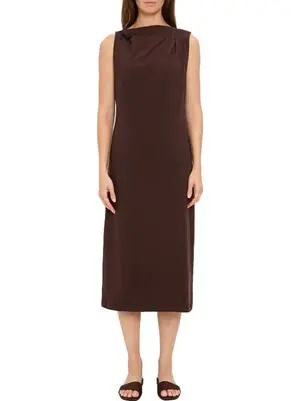 Michael Stars Aurelia Asymmetric Pleated Midi Dress - Java