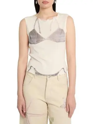 MUSE ASSEMBLY Sleeveless Tank With Bikini Print - Cream