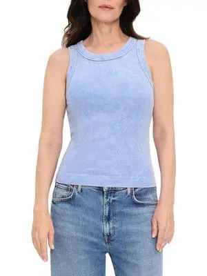 Michael Stars Gina Wide Binding Cropped Ribbed Tank - Sky