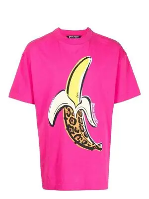 Palm Angels Banana T-shirt 'fuchsia Yellow - Fuchsia/yellow