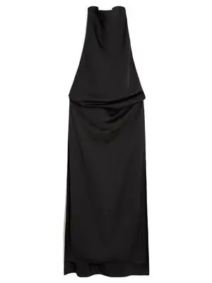 MAX MARA Max Mara Viscose Satin Draped Maxi Dress With High-Low Hem