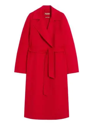 Max Mara Long Wool, Cashmere And Silk Coat - Red