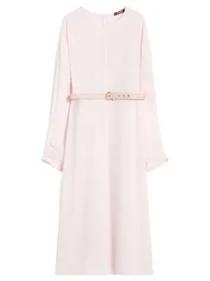 Max Mara Cady Flared Midi Dress With Belt - Pink