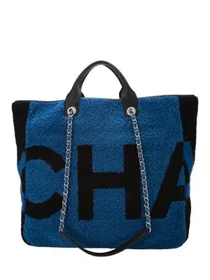 Chanel Shearling Deauville Tote - Blue