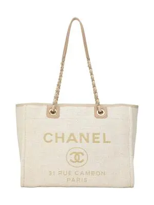 CHANEL Chanel Deauville Small Raffia Tote