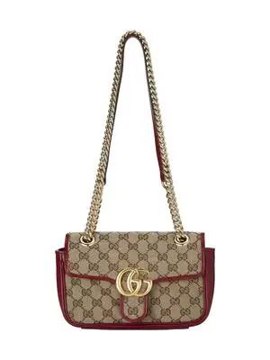 Gucci Gg Canvas Marmont Shoulder Bag - Red