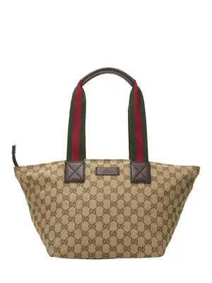 Gucci Gg Canvas Web Soft Zip Tote - Black