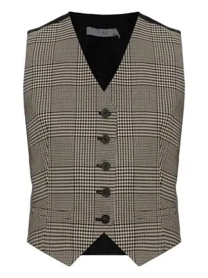 IRO PARIS Checked V-neck Waistcoat - Brown