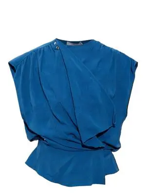 IRO PARIS Pleated Round Neck Top - Blue