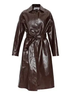 Alaïa Long-sleeved Belted Coat - Wine Red
