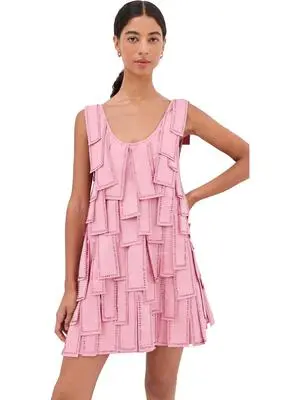 La Vie Style House Jewel Tassel Mini Swing Dress - Pink