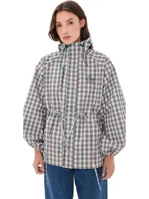 DAMSON MADDER Plaid Hooded Raincoat With Embroidered Logo - Multi