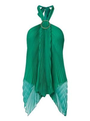 Max Mara Pleated Halterneck Top - Green
