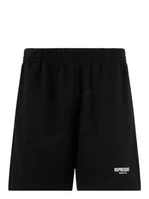 REPRESENT Elastic-waist Cotton Shorts - Black