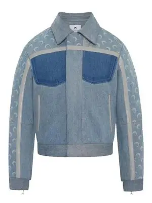 MARINE SERRE Moon-print Panelled Denim Jacket - Gray
