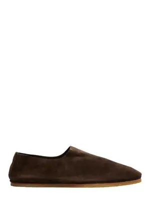 THE ROW Perrick Suede Flats - Brown