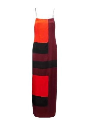 Staud Mae Colorblocked Silk-blend Maxi Dress - Red